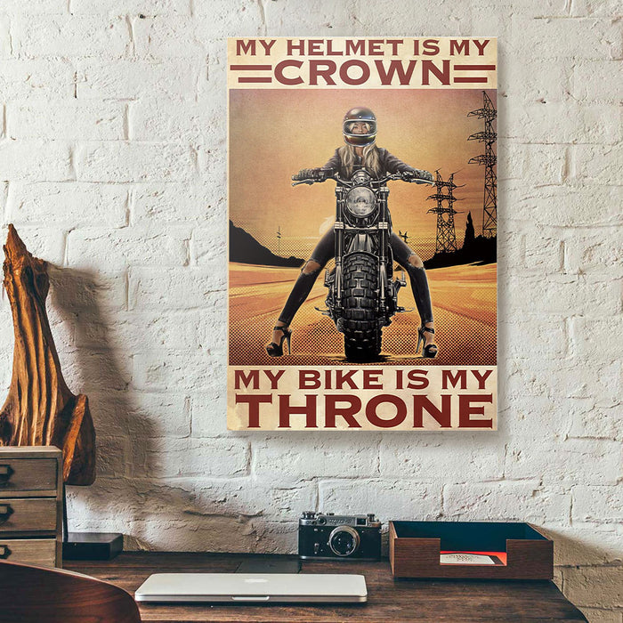 Vintage Motorcycle Girl Canvas Poster Prints Wall Art Decor – Cadadesigns