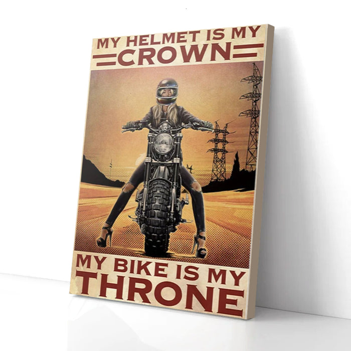 Vintage Motorcycle Girl Canvas Poster Prints Wall Art Decor – Cadadesigns