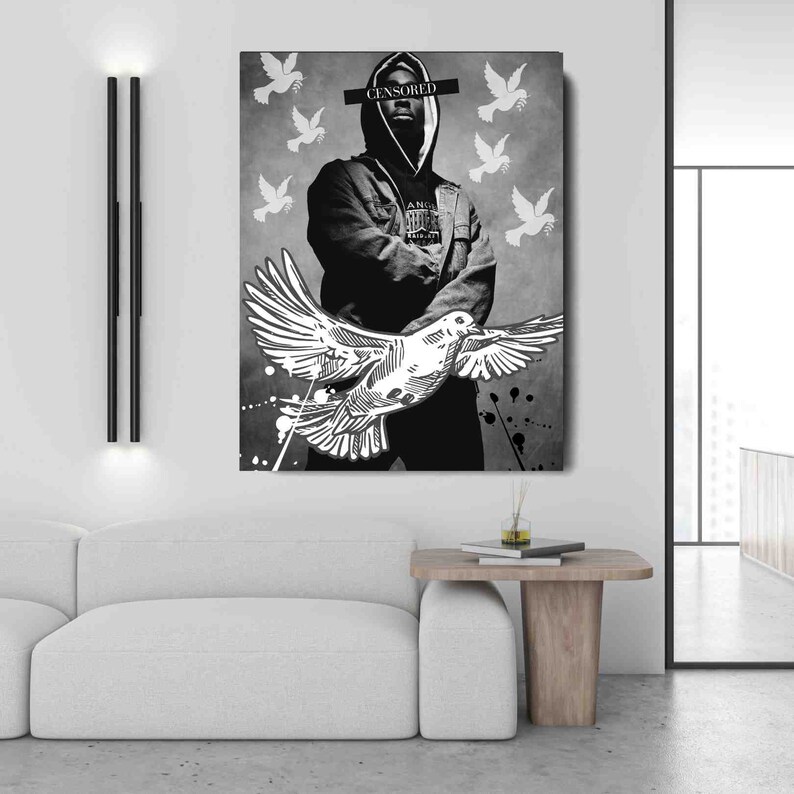 2Pac Art Canvas Luxury Art Tupac Interior Art Wall Art Rap Art Hip Hop ...