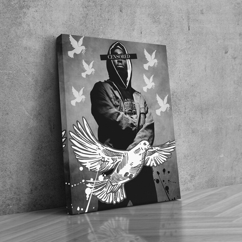 2Pac Art Canvas Luxury Art Tupac Interior Art Wall Art Rap Art Hip Hop ...