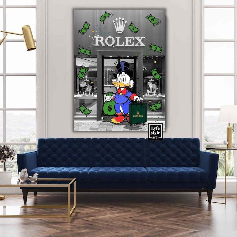 Scrooge Mcduck X Rolex Store Canvas Alec Monopoly Inspired Wall Decor ...